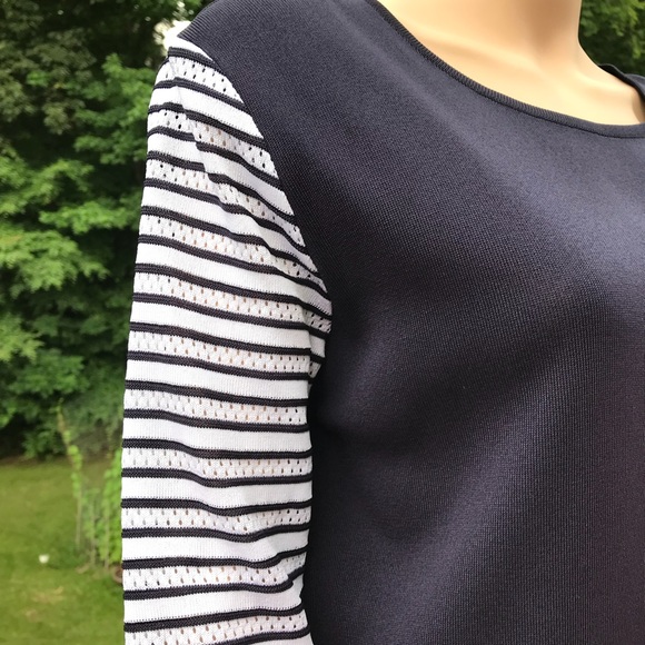 Misook | Sweaters | Misook Navy White Striped Sweater M | Poshmark